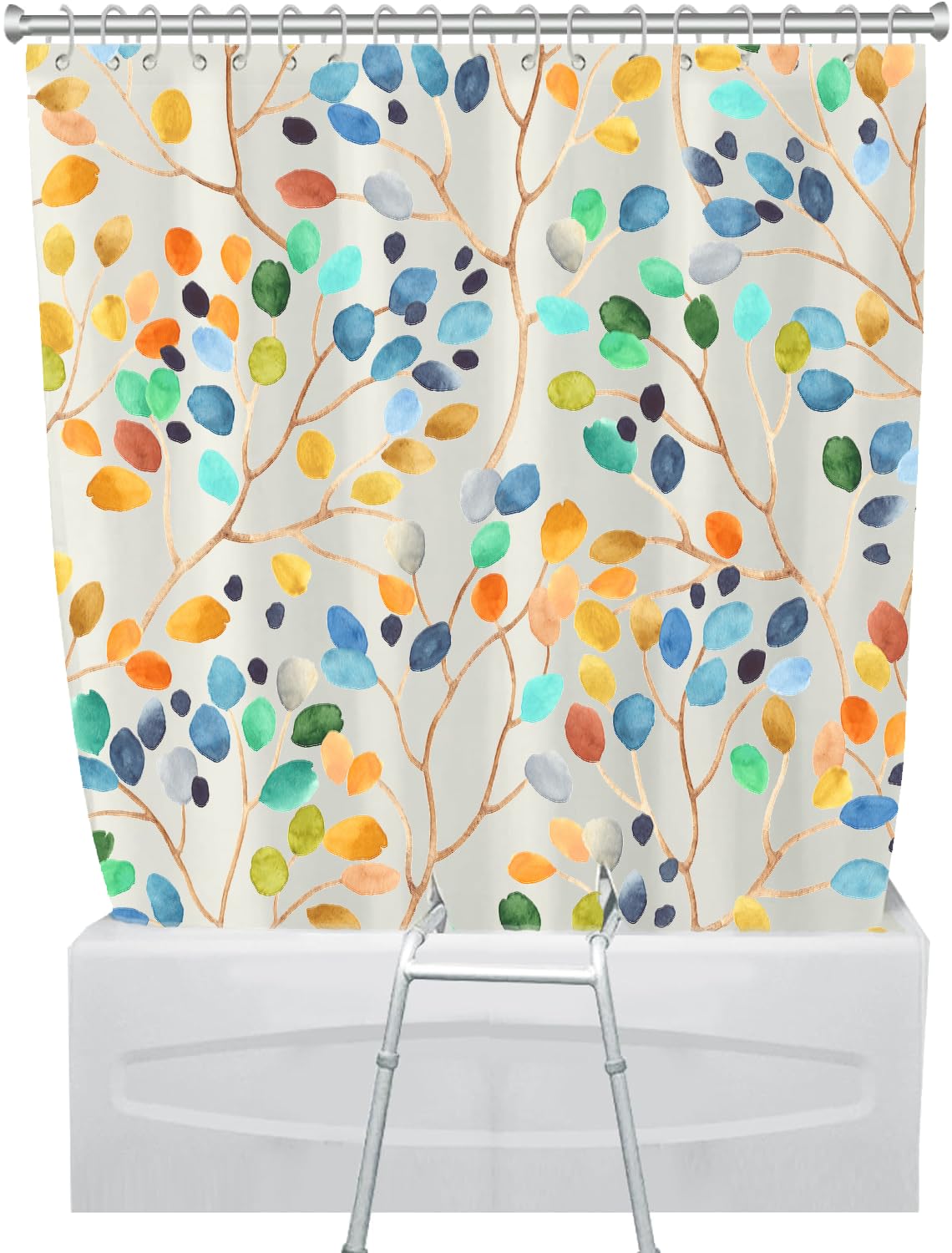 Amazon.com: Tybraf Colorful Leaves Split Shower Curtain for Bath ...