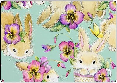 Amazon.com: Modern Bright Flowers Non-Slip (Non-Skid) Area Rug 5 X 7 (5 ...