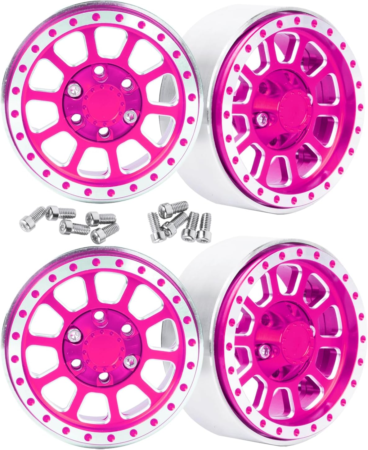 Amazon.com: RCHuiWow RC 1.9in Beadlock Wheel Rims for 1/10 Crawler TRX ...