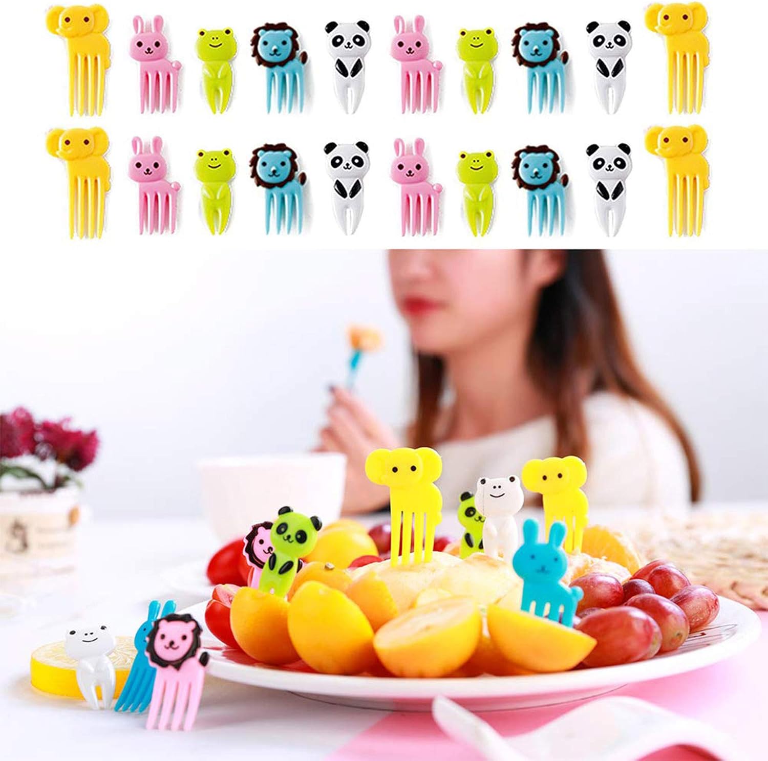 Amazon.com | 20Pcs Bento Food Fruit Picks Dessert Forks Cute Animals ...