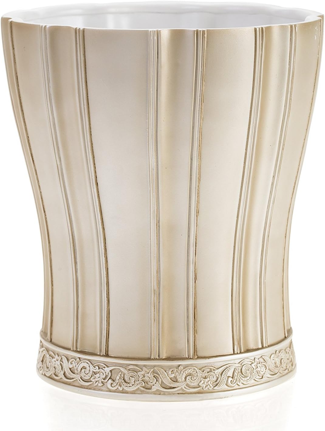 Amazon.com: GG Collection Small Cream Ceramic Wastebasket with Acanthus ...