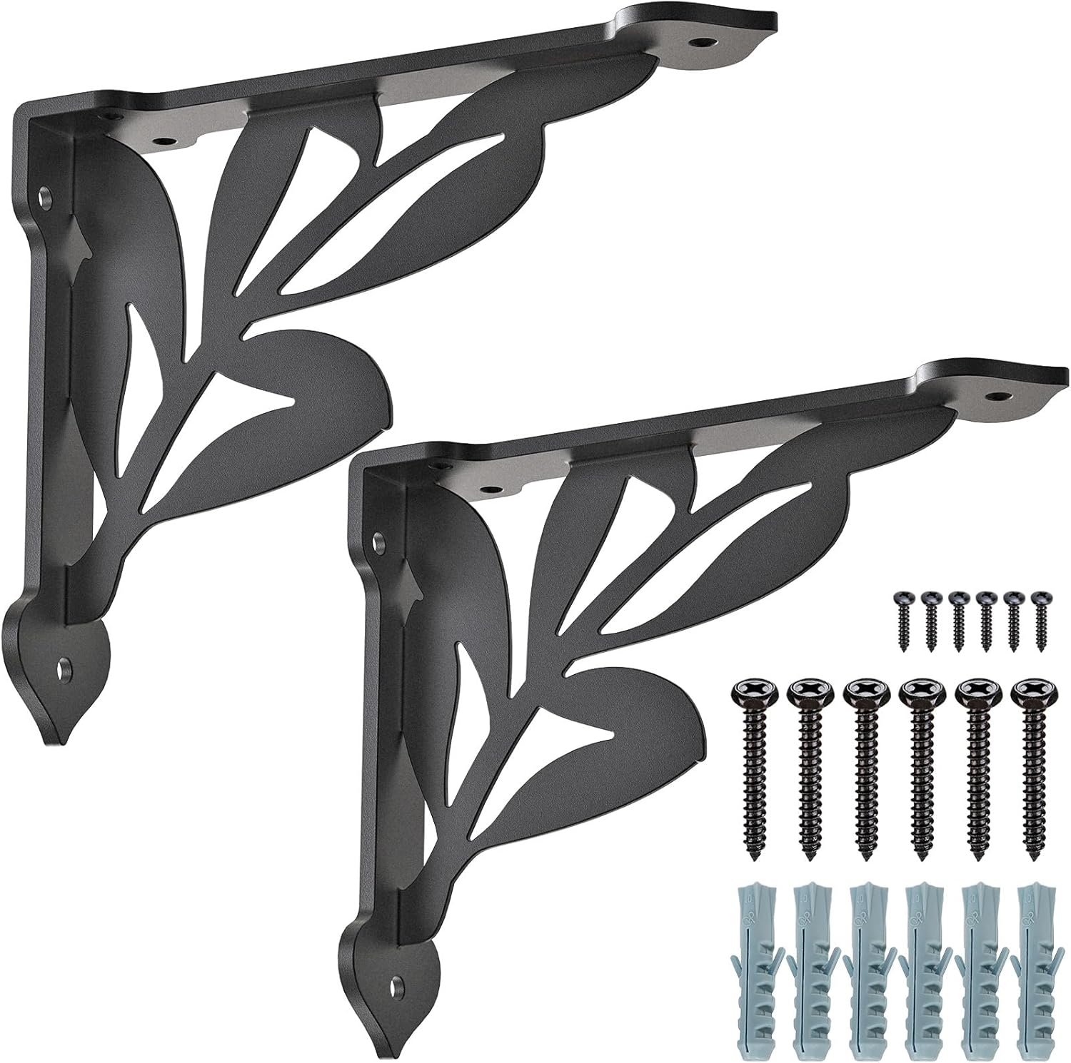 Amazon.com: SELEWARE Heavy Duty Shelf Brackets 12 Inch, Branch Shelves ...