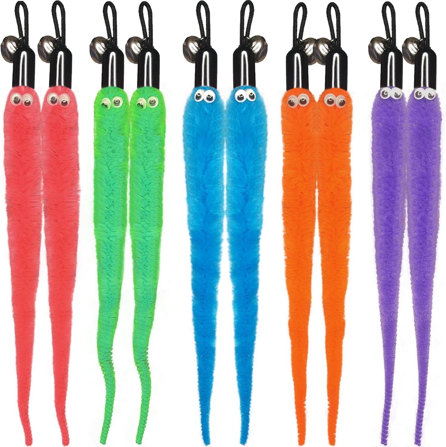 Amazon.com : baoheyao 10 Pack Vibrant Cat Toy Worms with Bells ...