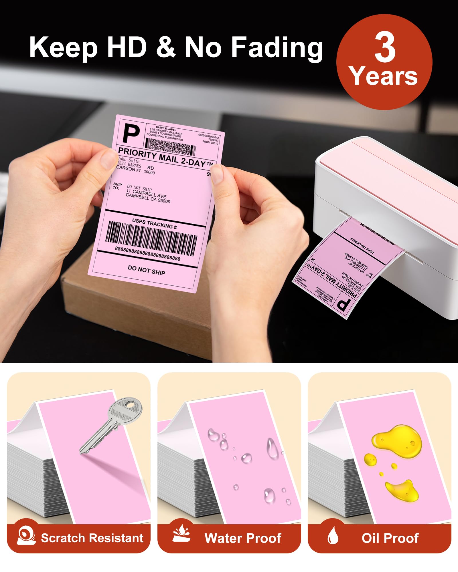 Snapklik.com : 4x6 Thermal Label Printer Paper - 500 PCS Pink 4