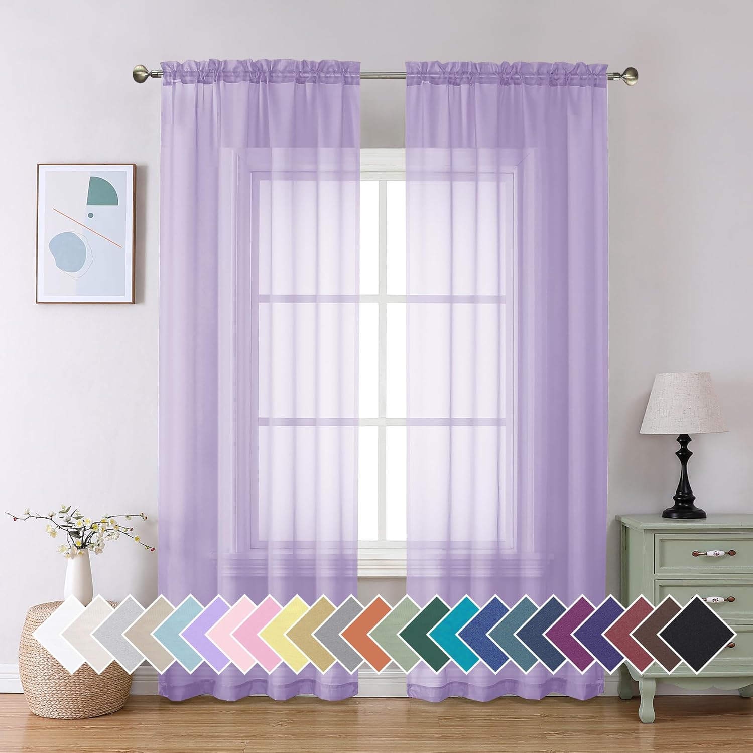 Amazon.com: Aiyufeng Light Purple Sheer Curtain Panels Pair Sold 90 ...