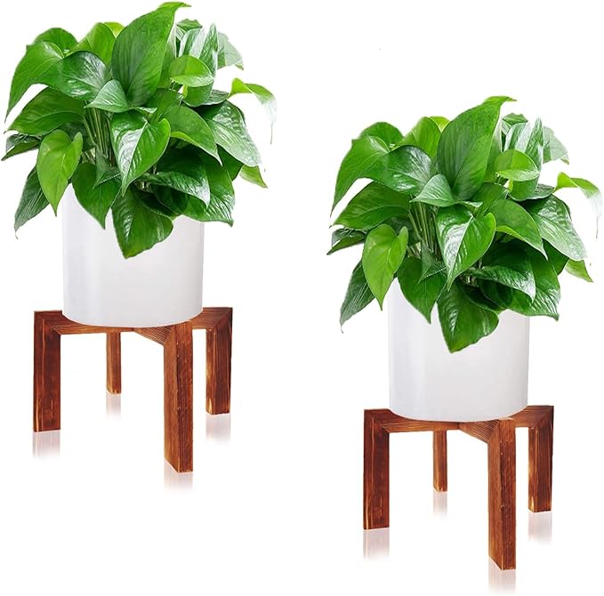 Amazon.com: QTLCOHD 2 Pack Wood Plant Stand Mid Century Modern Planter ...
