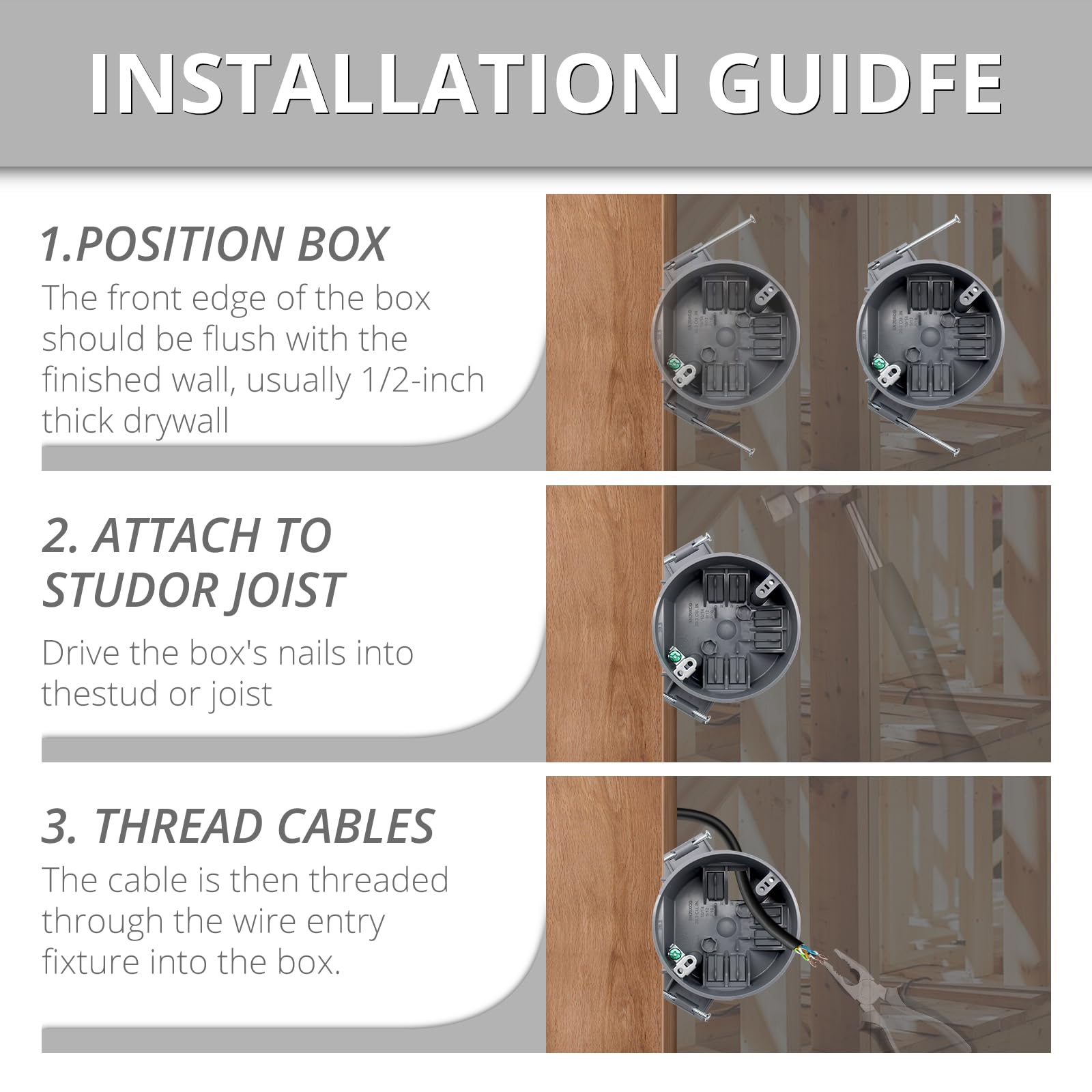 Snapklik.com : AIRTAK 1 Gang Round Electrical Box,Groundable PVC New ...