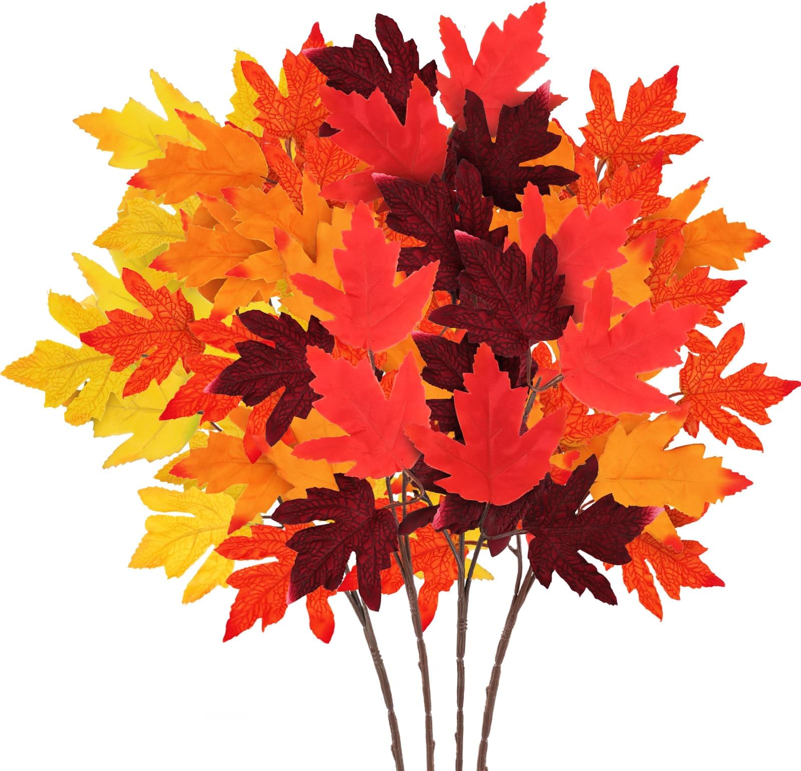 Amazon.com: 24 Pcs Artificial Maple Leaves Branches Fall Faux Leaf ...
