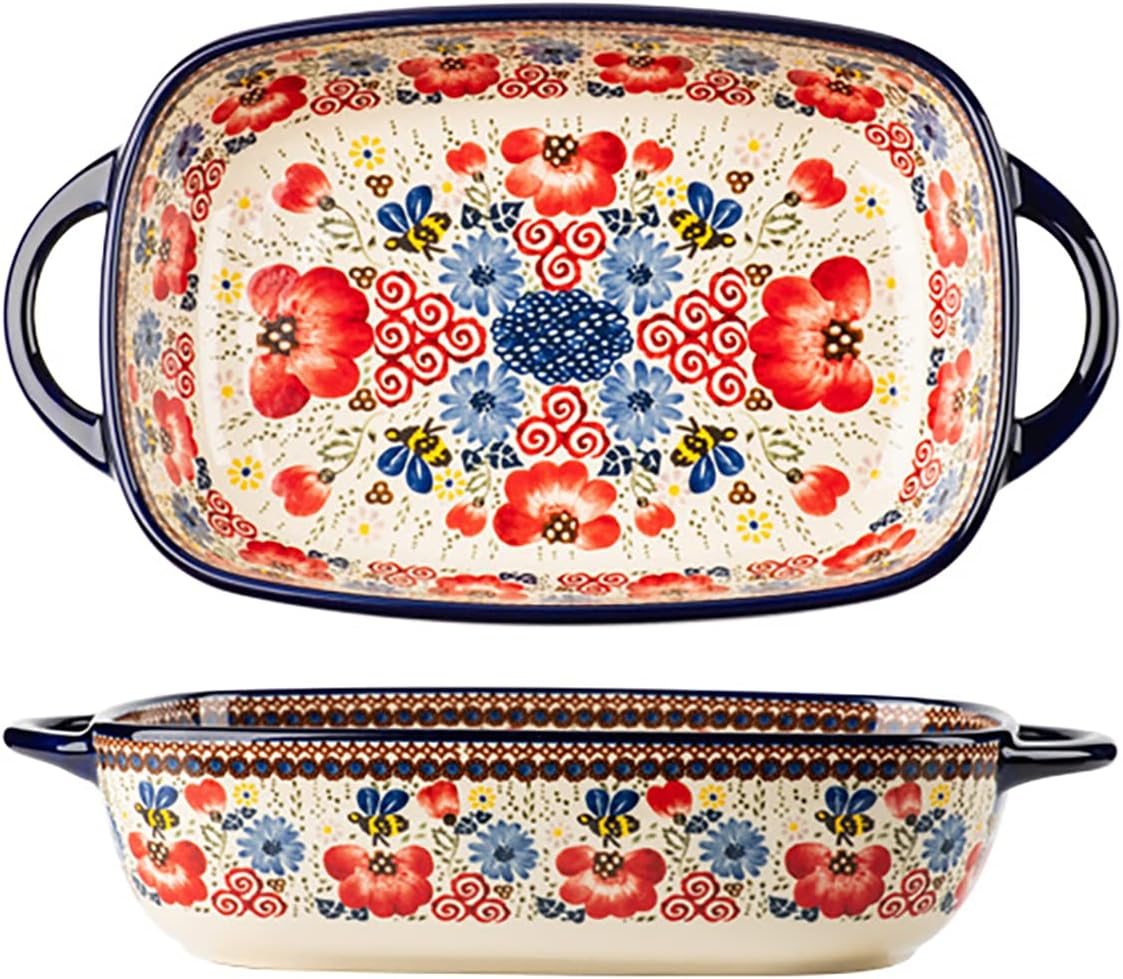 Amazon.com: Bicuzat Vintage Flowers Style Ceramic Bakeware Casserole ...