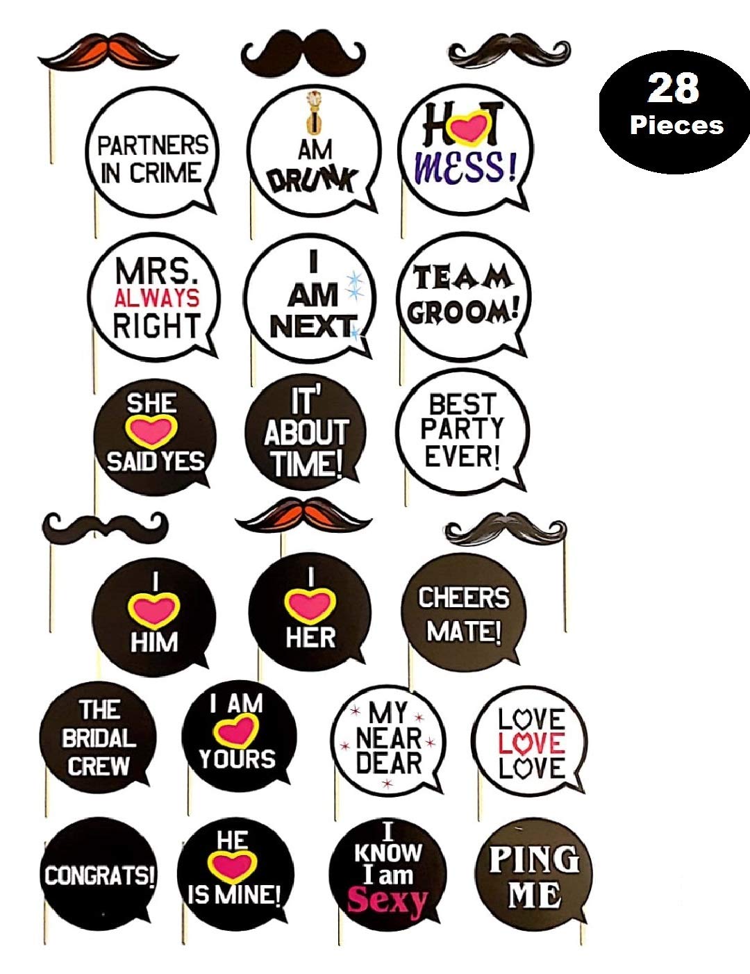 MyPartyBox Bride Groom Party Props - 28 Pieces : Amazon.in: Toys & Games