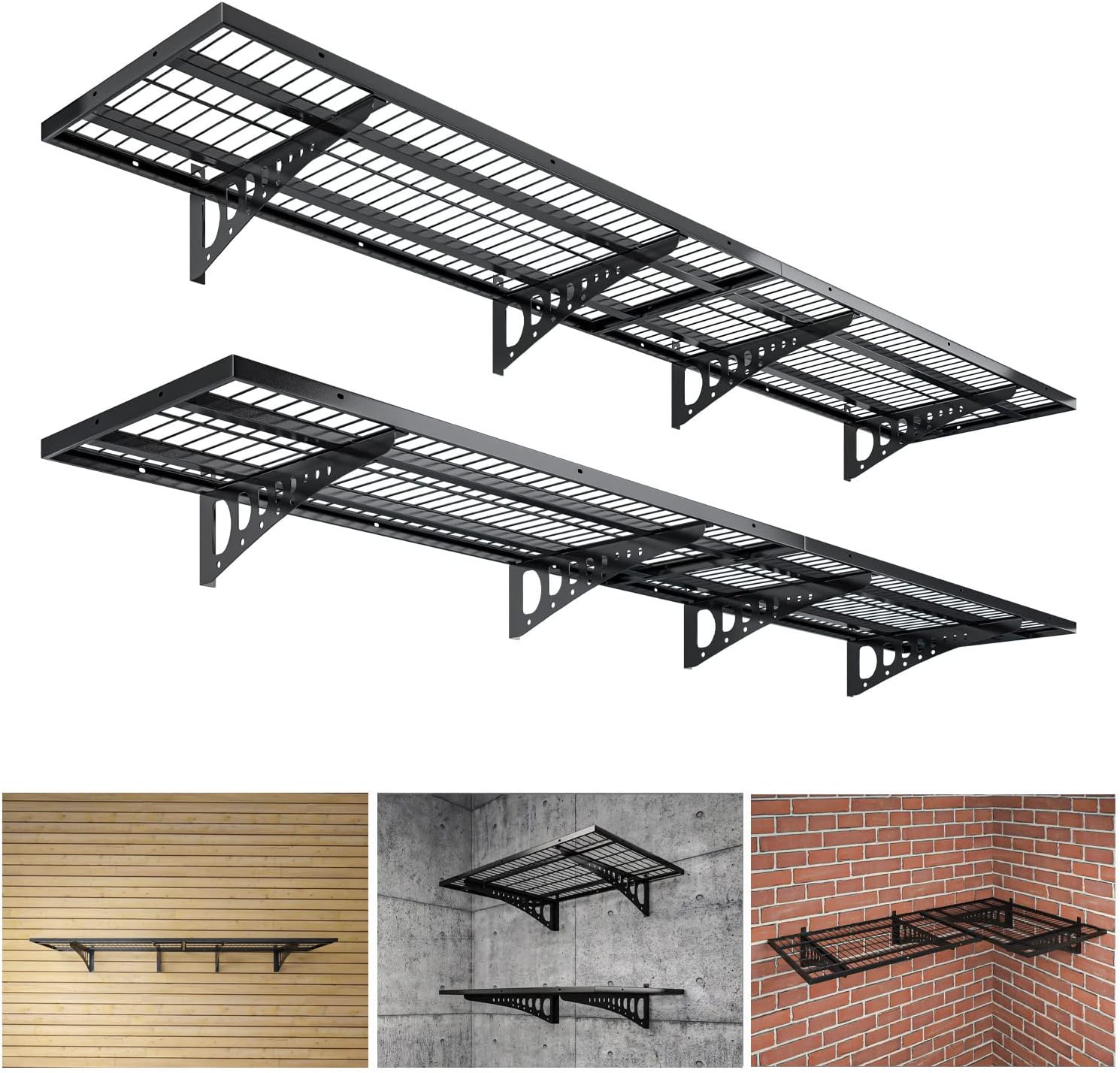 Amazon.com: Dtrik Garage Storage Shelving Wall Mounted, 4 Pack 2x3ft ...