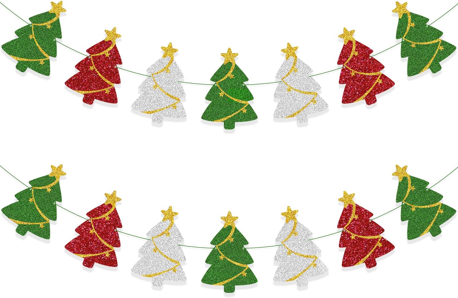 Amazon.com: FAZHBARY 2 Pack Red Snowflake Garland Banner Felt Winter ...