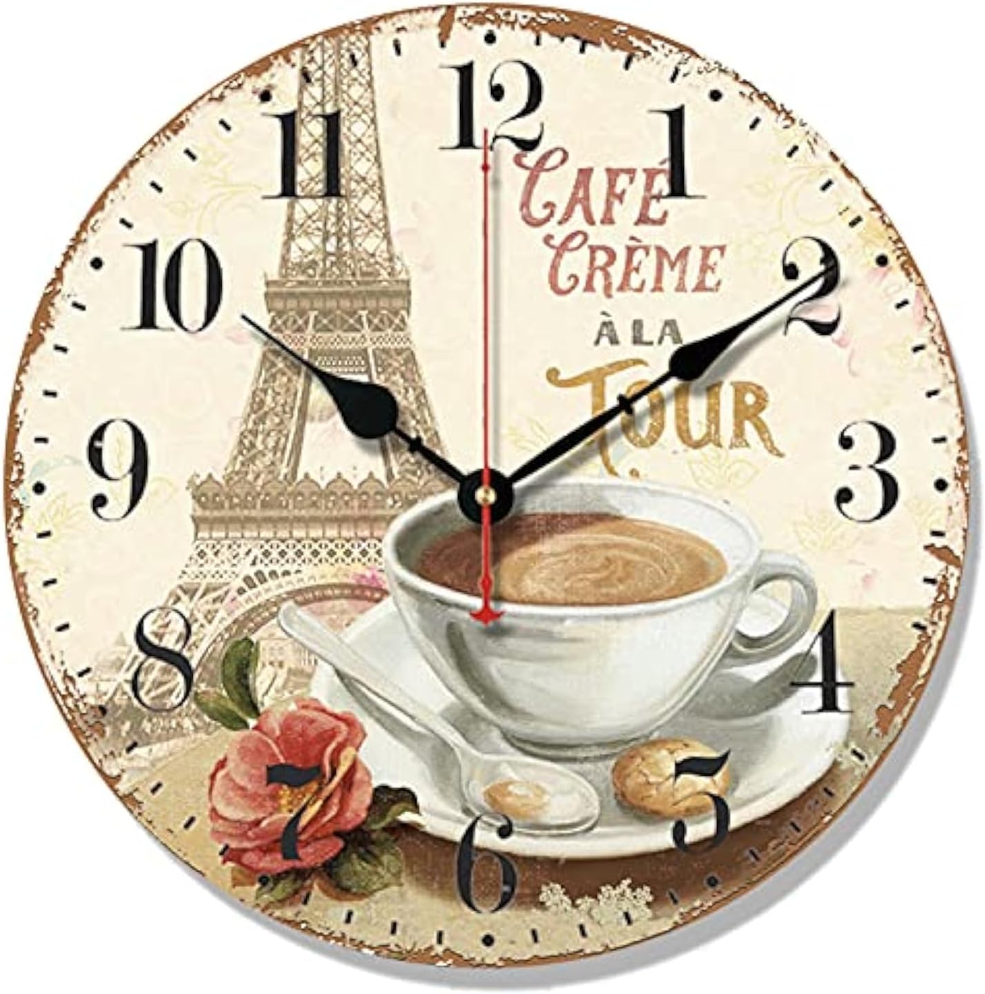Amazon.com: Telisha Wooden Wall Clock Paris French Eiffel Tower Coffee ...