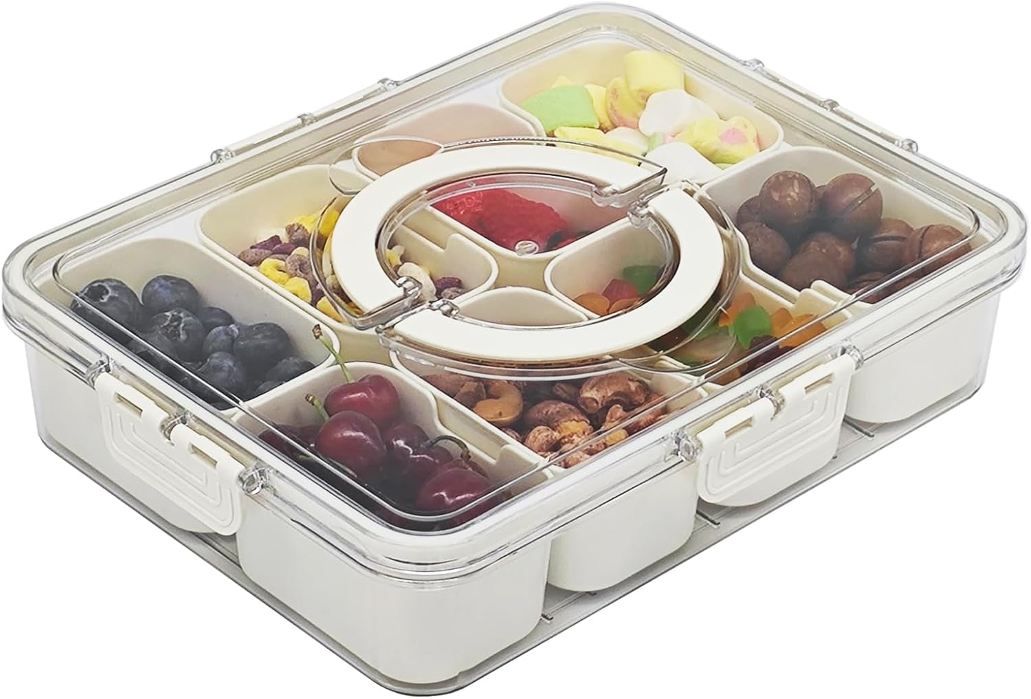 Divided Serving Tray with Lid & Handle - 8 Compartments Portable ...