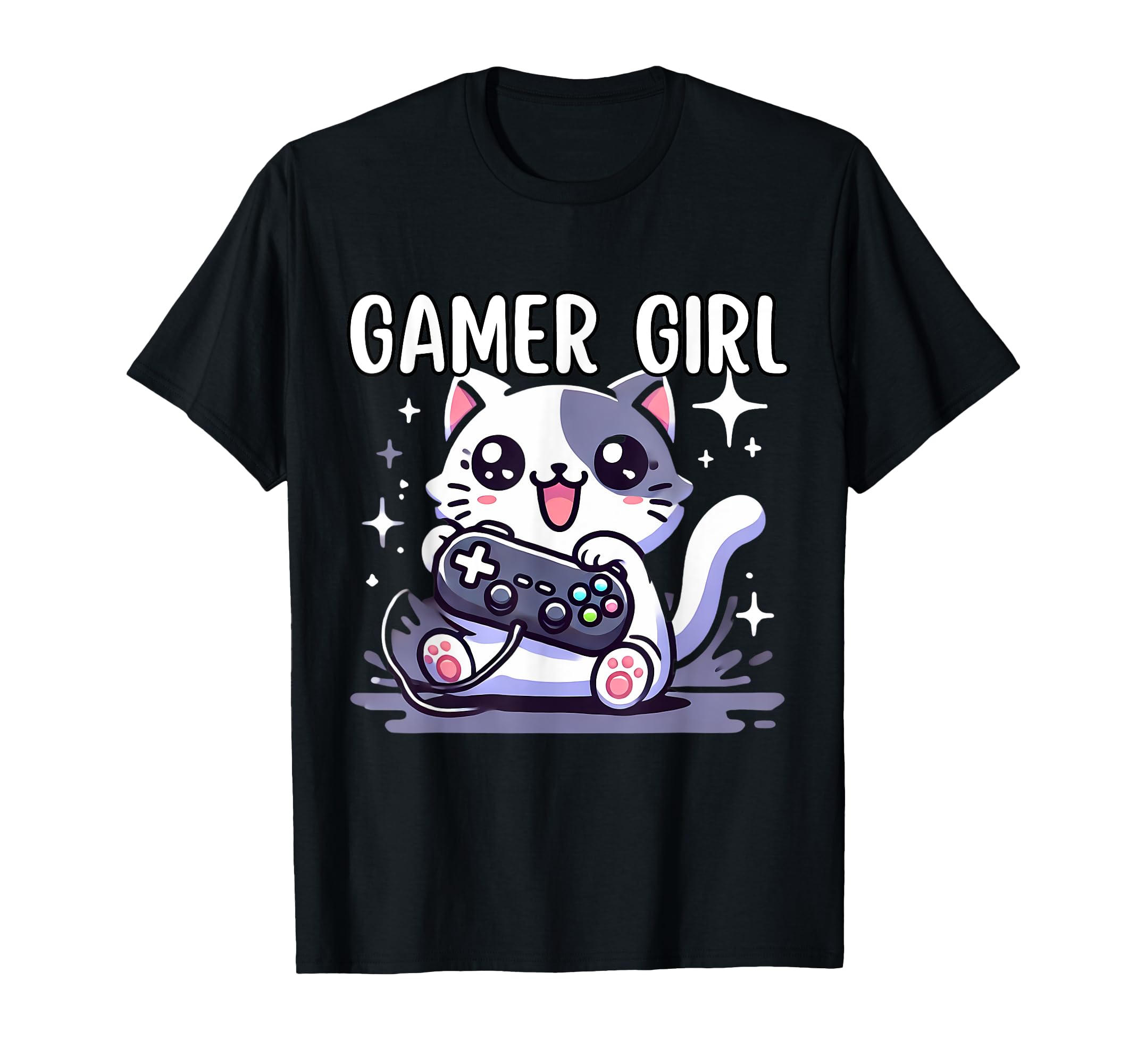 Amazon.com: Gamer Girl Cat Gaming Cute Video Game Women Girls T-Shirt ...
