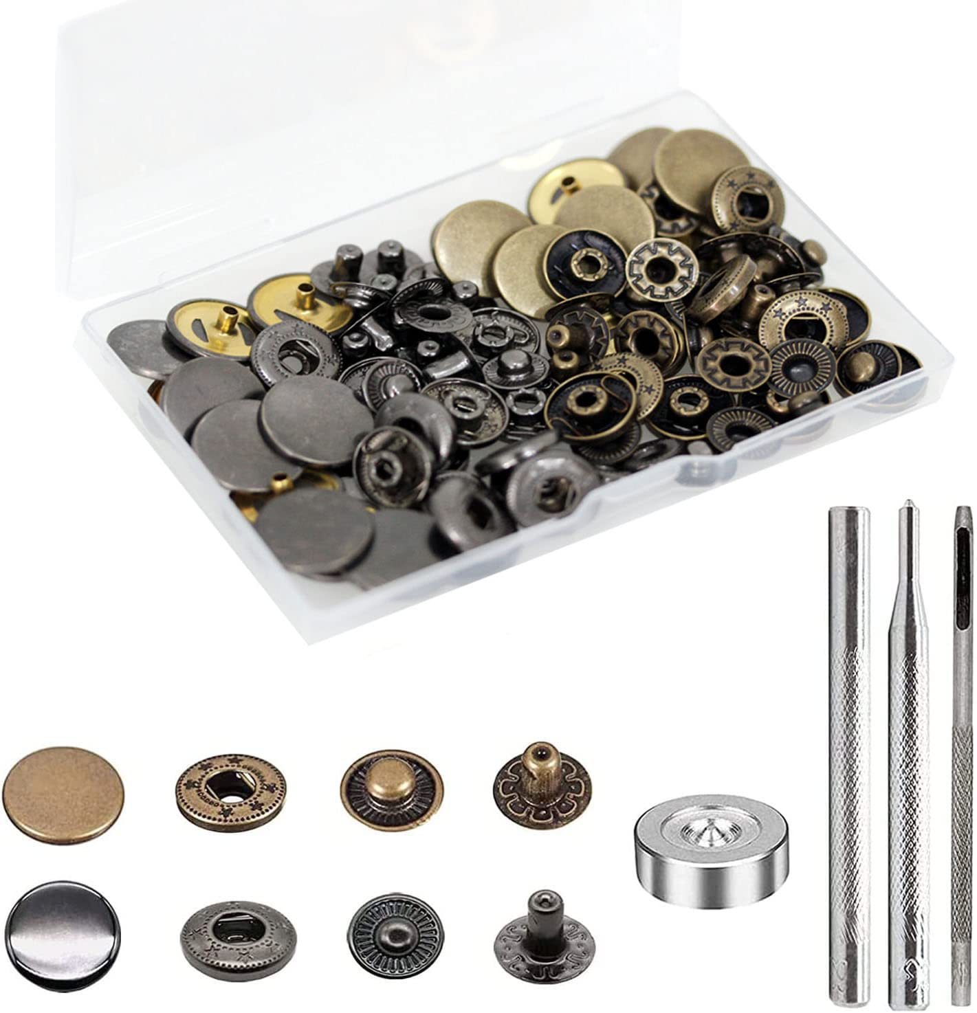 Amazon.com: 24 Sets Heavy Duty Leather Snap Fasteners Kit, BetterJonny ...