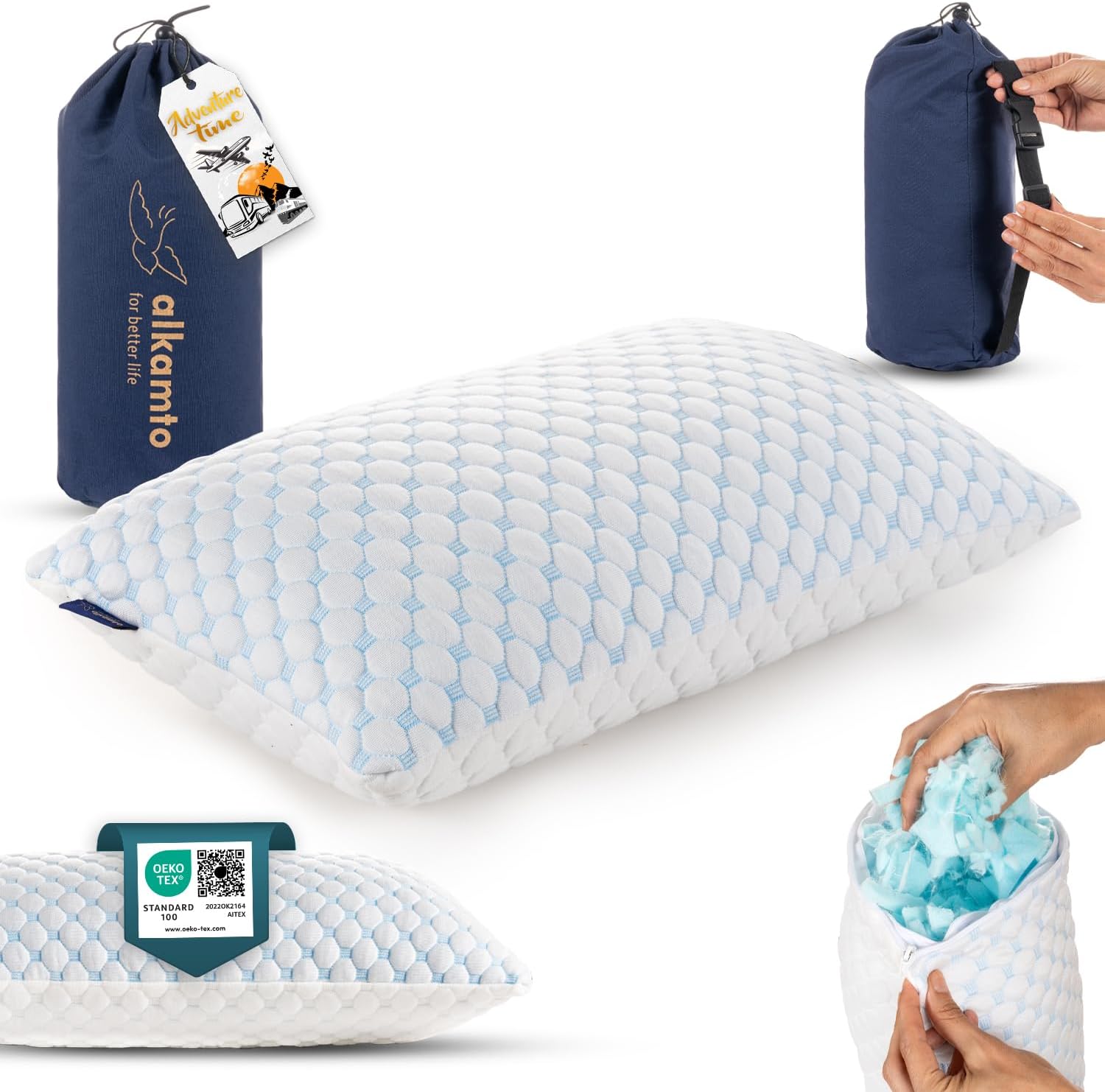 Amazon.com: DYNMC you Small Memory Foam Travel Pillow, Camping Pillow ...