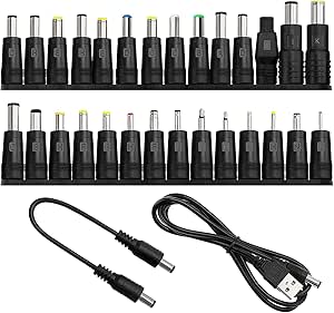 Universal DC Power Adapter Tips Kit, KUOQIY 28 PCS 5.5 X 2.1mm DC ...