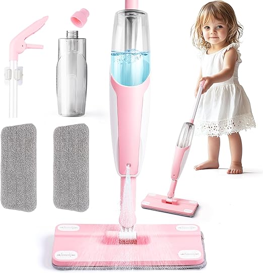 Amazon.com: Pink Mini Spray Mop for Toddler-Girls Montessori Cleaning ...