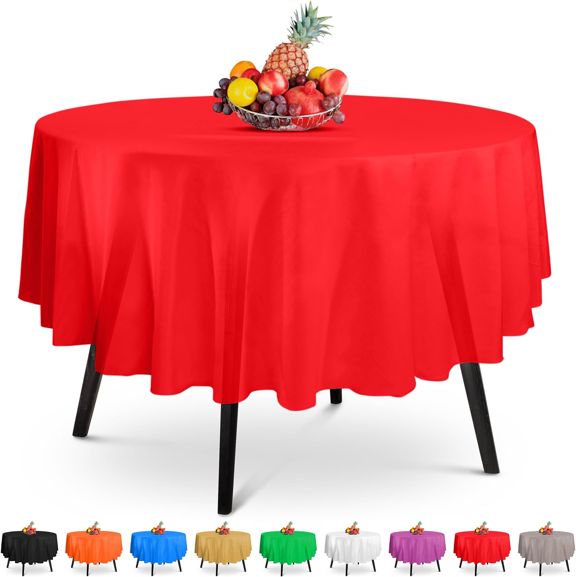 Amazon.com: Red Round Plastic Tablecloth - 4 Pack - Premium Quality ...