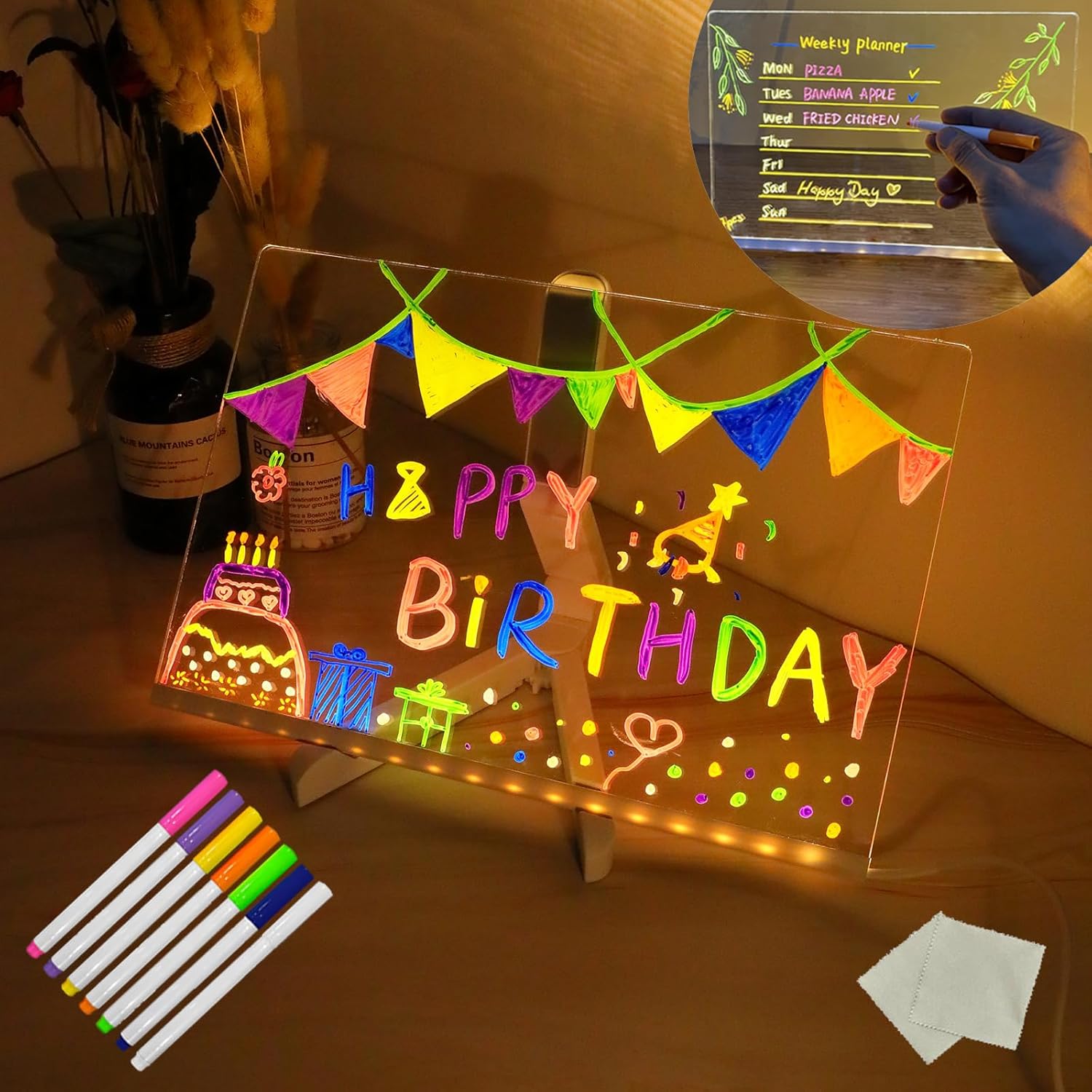 Tablero de notas LED de gran tamaño con colores, tablero de dibujo LED ...