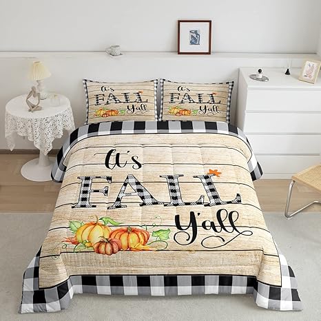 Amazon.com: Homewish Fall Pumpkin Comforter Set King Size,Halloween ...