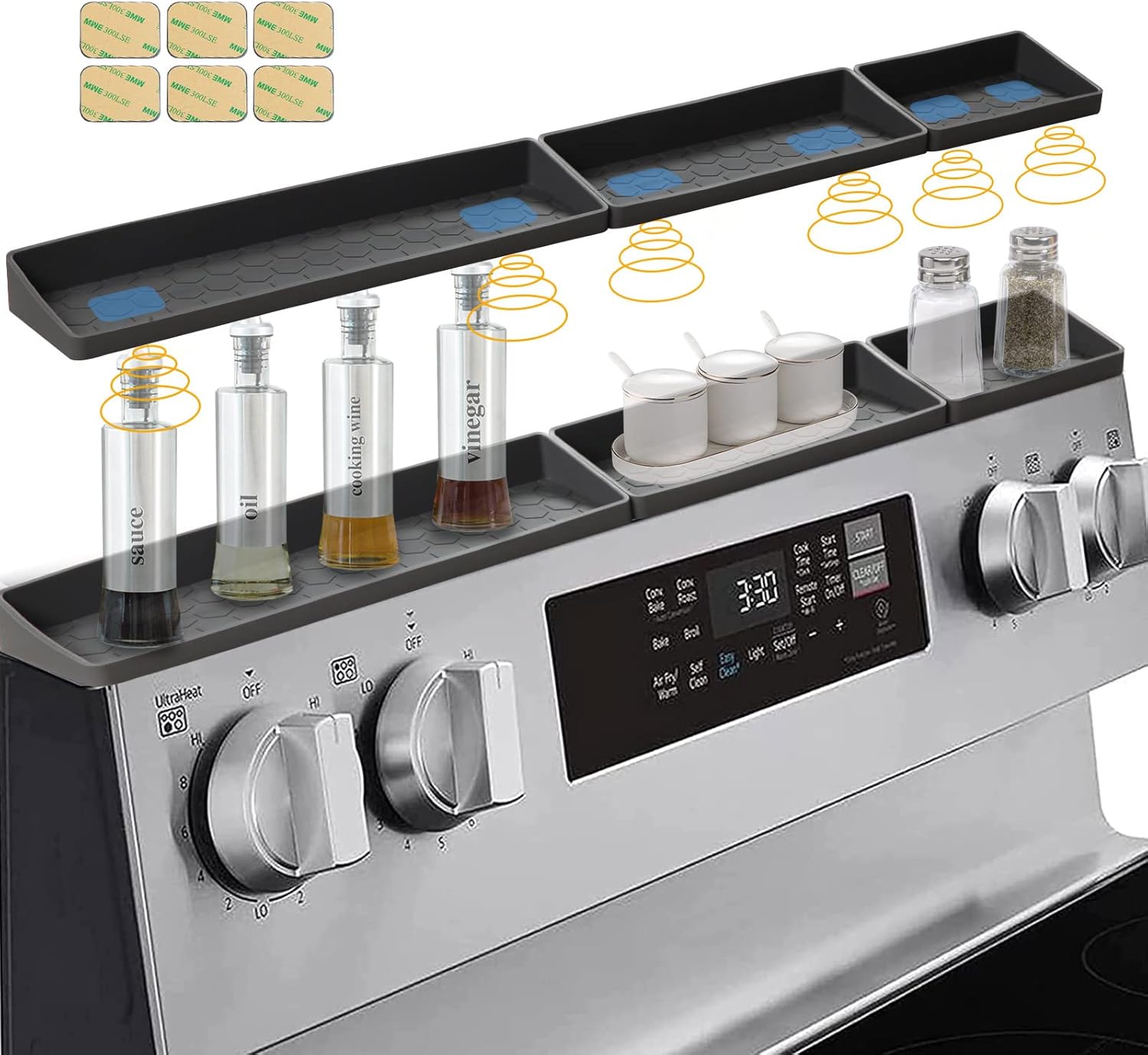 Amazon.com: XINYUNHE Magnetic Stove Top Shelf, Silicone Spice Organizer ...