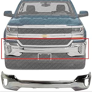 Amazon.com: AUTOS PARTS PLUS Front Bumper Face Bar Chrome Steel With Fog Light Holes Direct ...