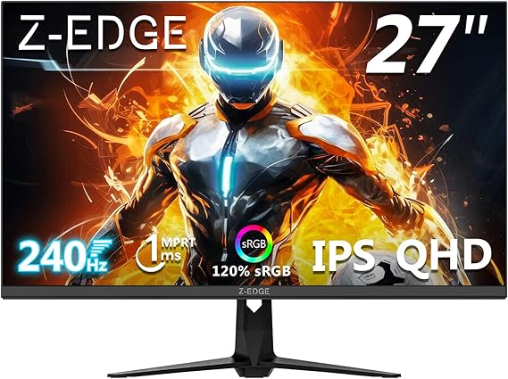 Amazon.com: Z-Edge 27 Inch 240Hz Gaming Monitor, 2K QHD 1440P, Fast IPS ...