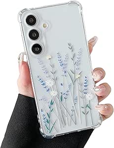 Amazon.com: ZTOFERA for Samsung Galaxy S25 Case Clear Cute Flower Pattern for Women Girls ...