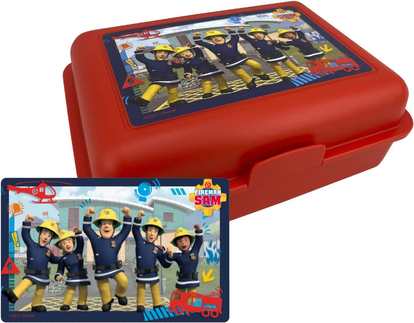 Fireman Sam Lunch Box with Divider Red : Amazon.co.uk: Home & Kitchen