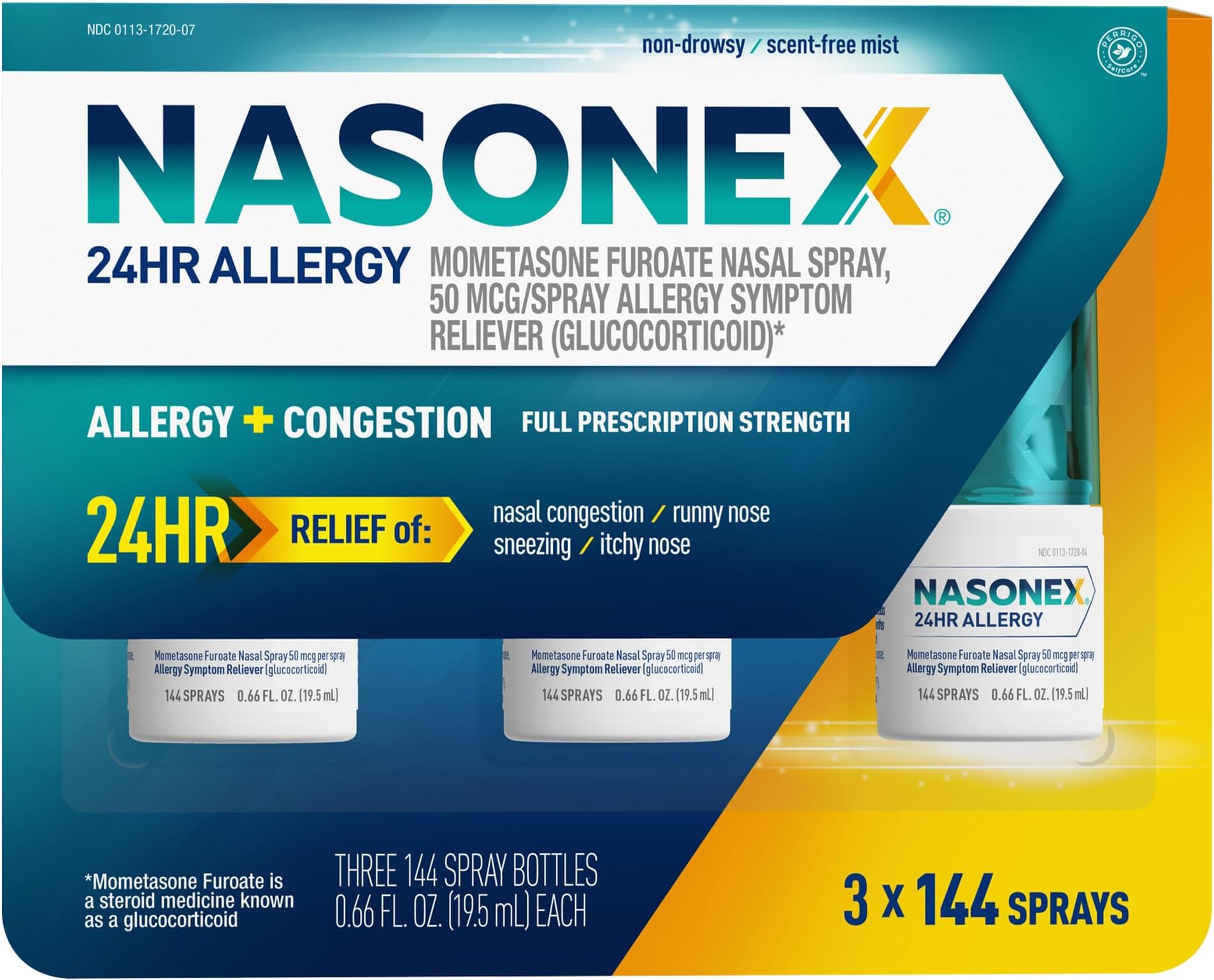 Amazon.com: Nasonex 24HR Allergy Nasal Spray, Allergy + Congestion, Non ...