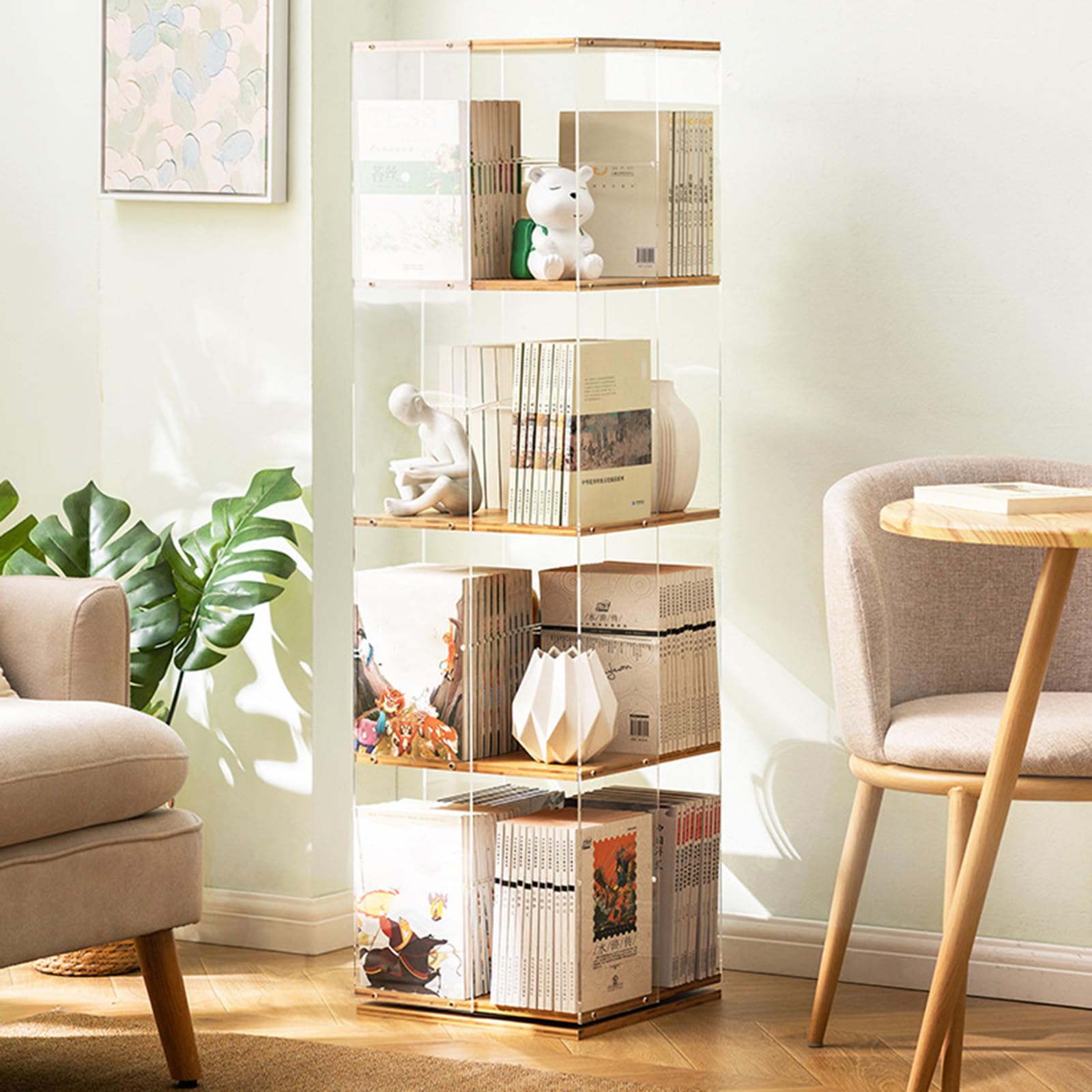 CIOOCPK Rotating Bookshelf Tower 360 Degree Revolving Bookcase, 3/4/5 ...