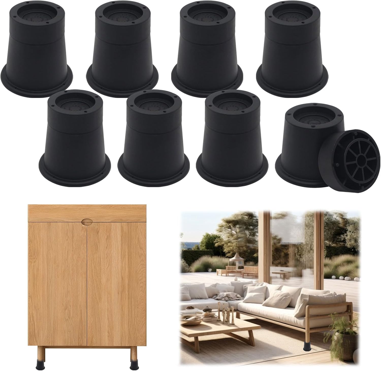 Amazon.com: 8pcs Furniture Risers, 3 Inch Black Bed Risers, Adjustable ...