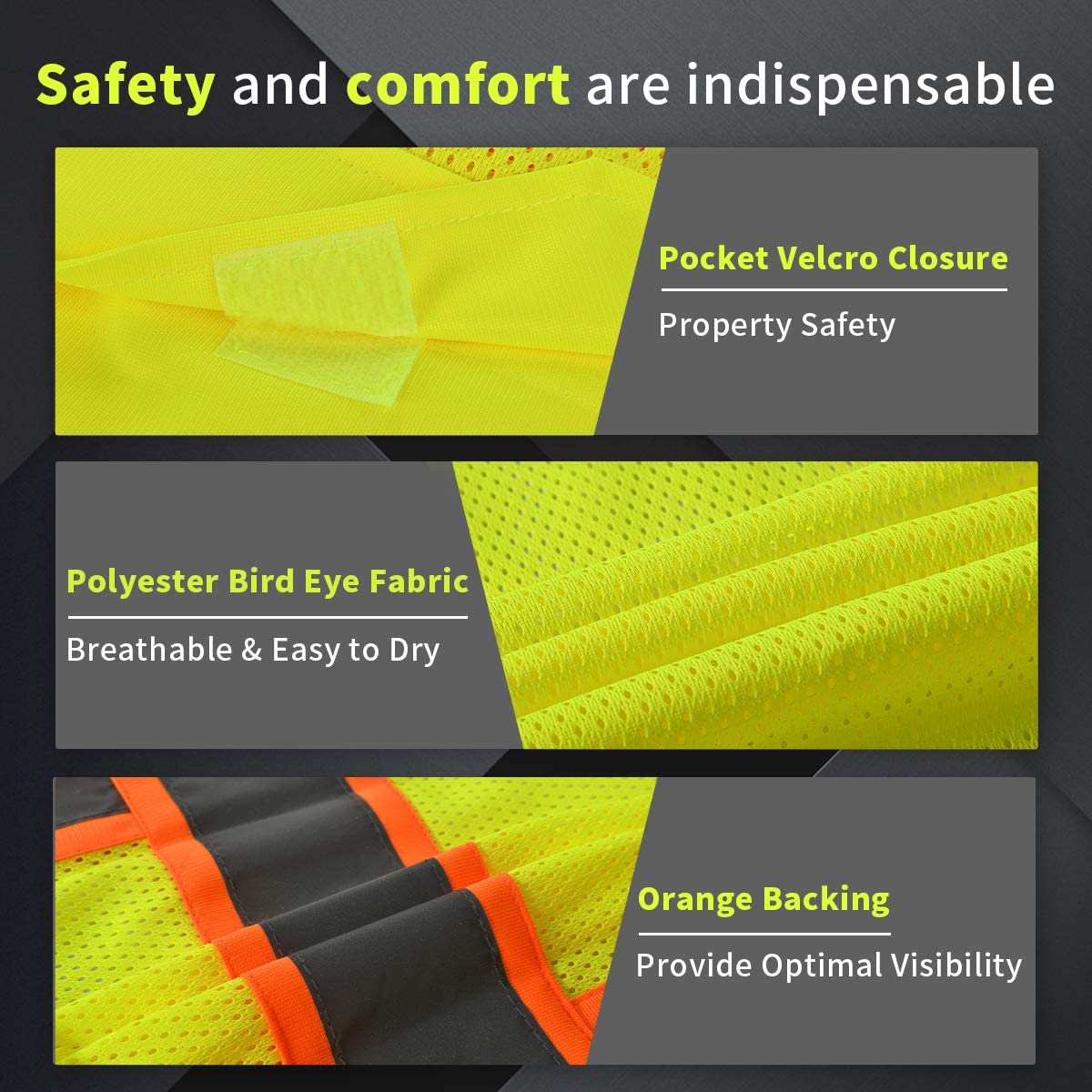 Snapklik.com : SHORFUNE 5 Pack High Visibility Breathable Mesh Safety Vest