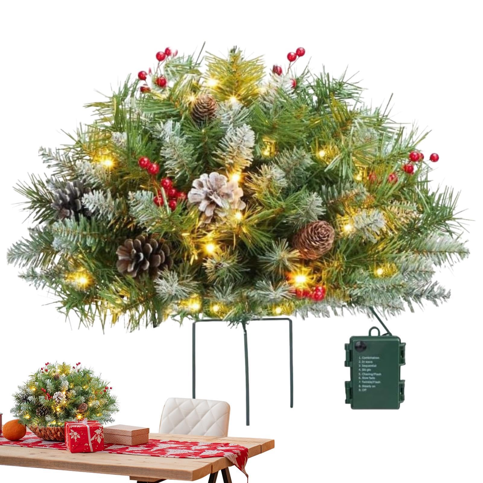 Amazon.com: 16 in Faux Christmas Tree Planter Filler with Lights ...