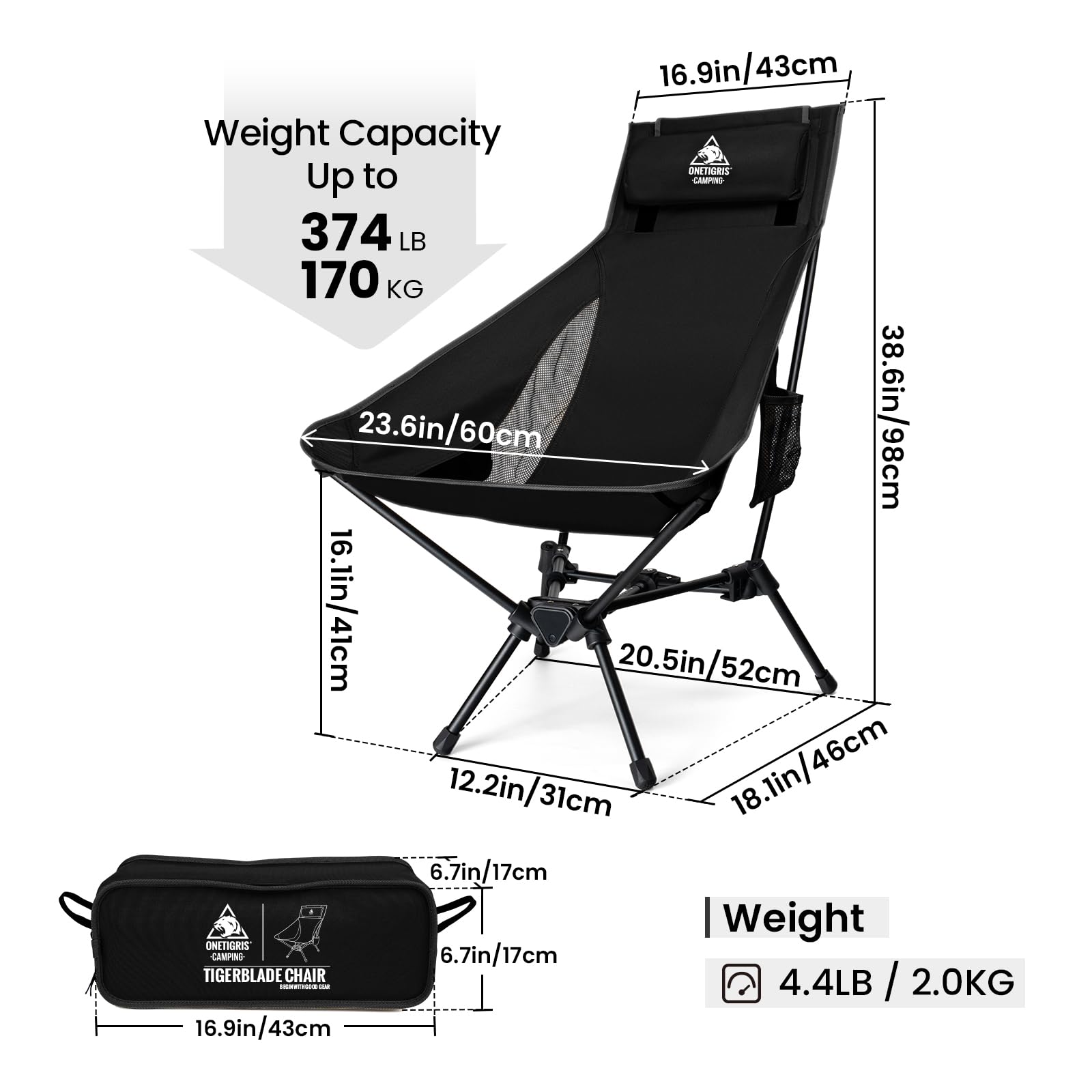 Snapklik.com : OneTigris Tigerblade High Back Camping Chair