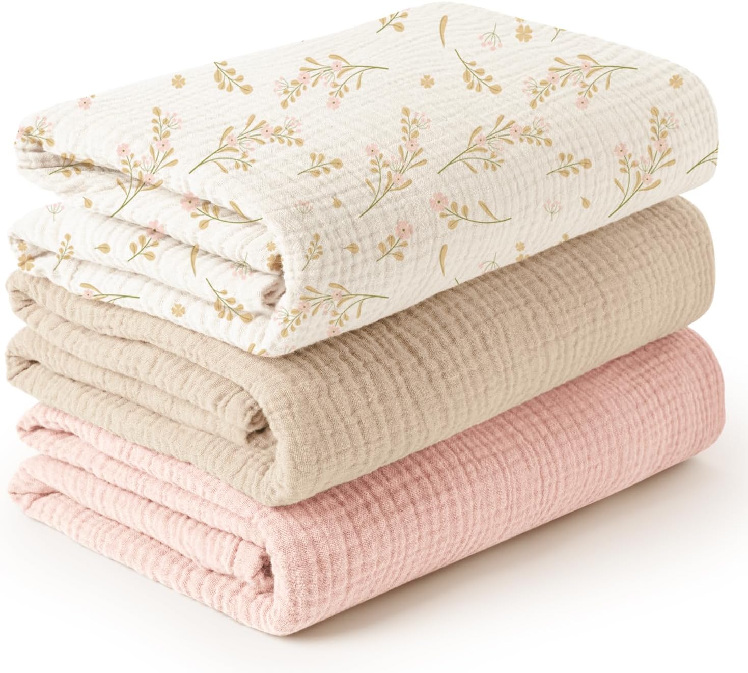 Amazon.com: Konssy 3 Pack Muslin Swaddle Blankets for Unisex, Newborn ...