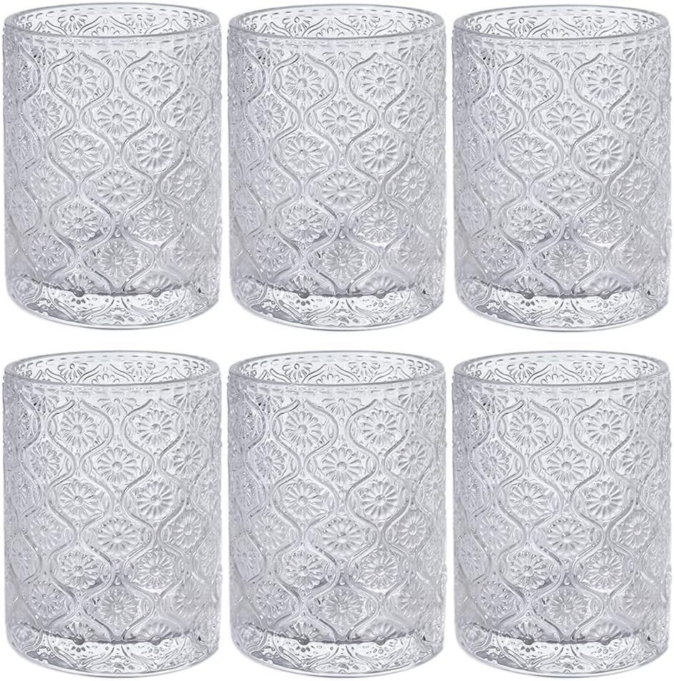 Amazon.com | WELTAZ Fluted Glassware, Stackable Ribbed Glass Cups For ...