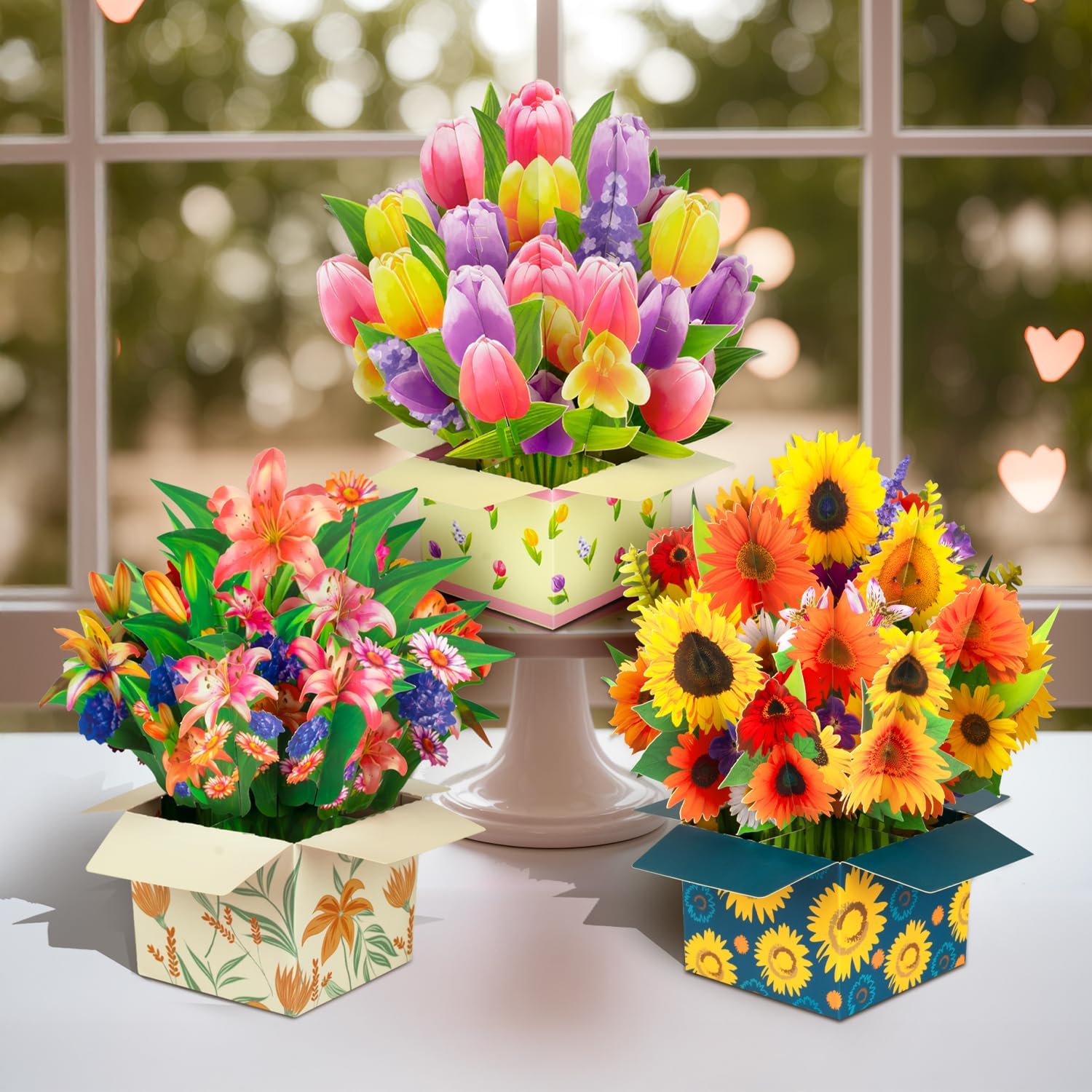 Amazon.com: Pop Up Flower Bouquet Card Set for Women – 6 Unique 3D ...