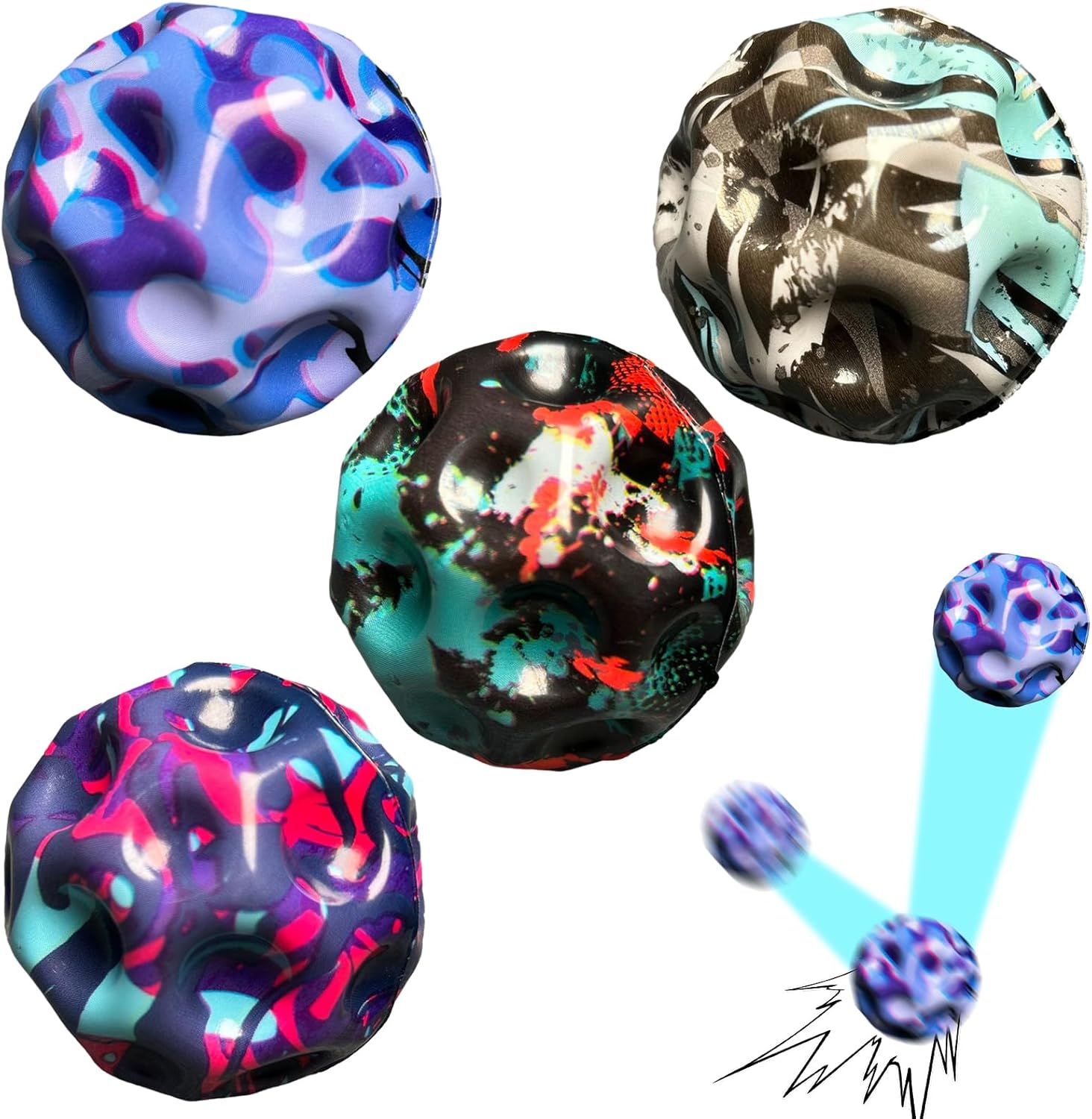 DALAETUS 4 Pcs Moon Balls, Space Jump Toy for Kids, Ultra High Bouncing ...