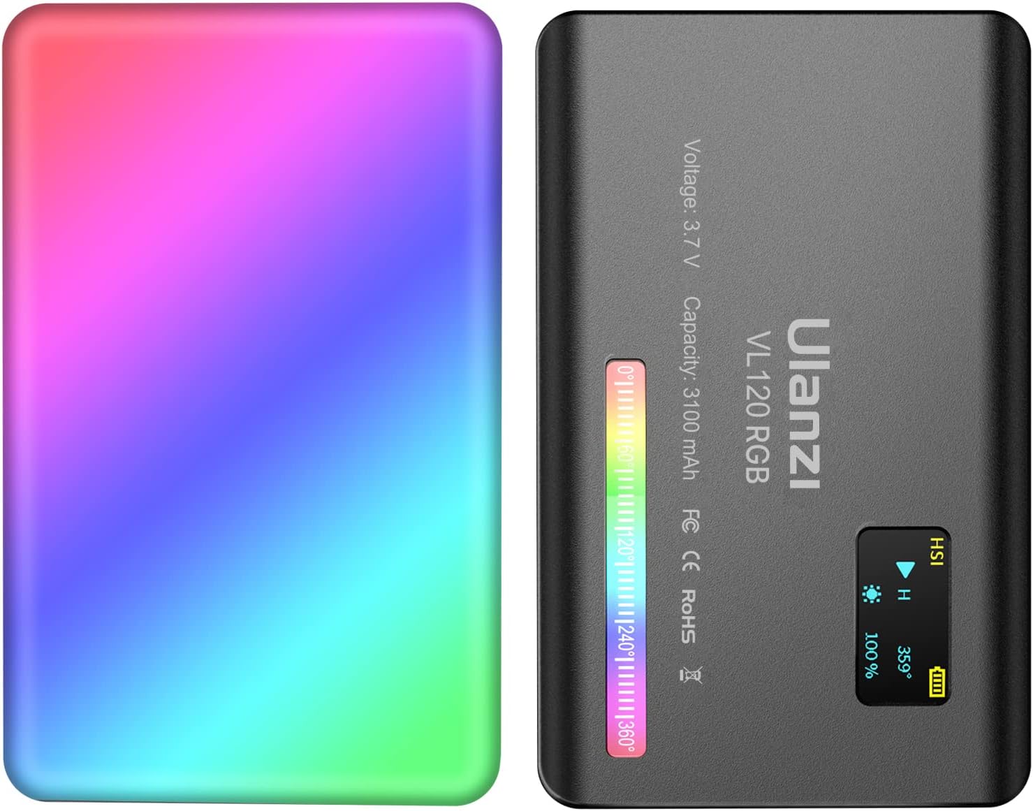 ULANZI VL120 RGB LED Video Light, 360° Full Color Portable Camera Light ...