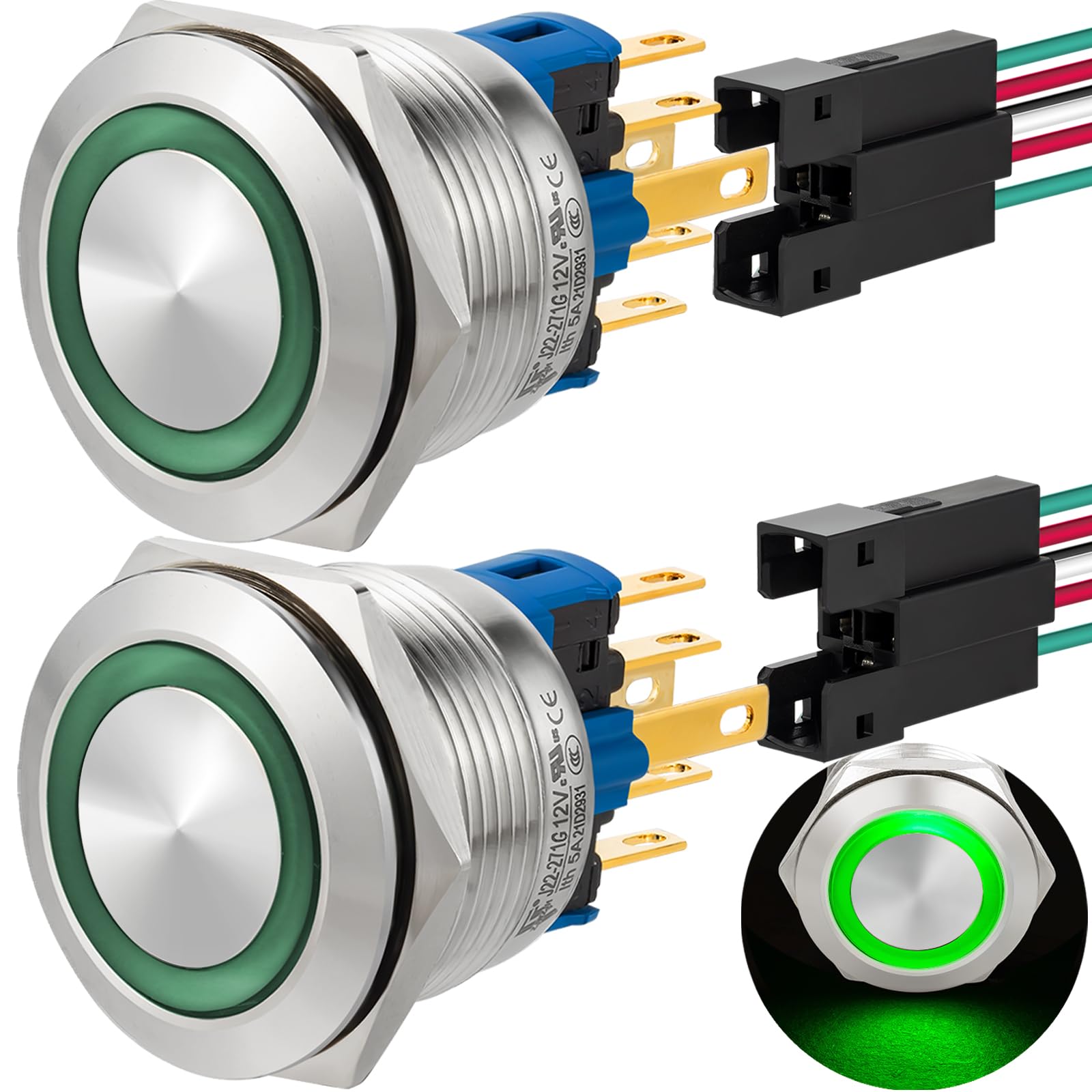 Snapklik.com : UL Certification Latching Push Button Switch 22mm 7/8 ...