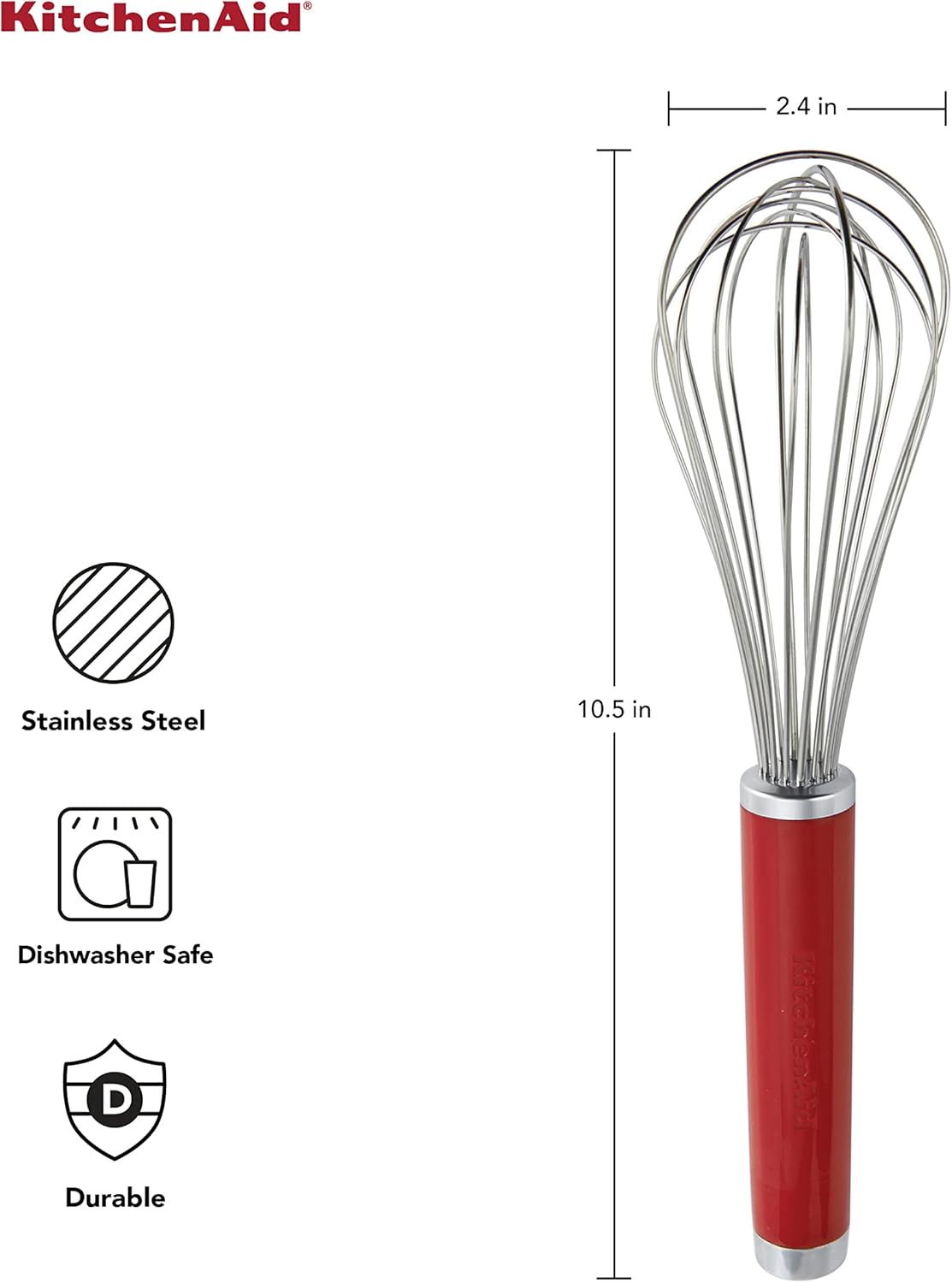 Classic Utility Whisk, 10.5-Inch, Red