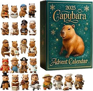 Capybara Advent Calendar 2025, 24 Day Christmas Countdown Calendar with ...