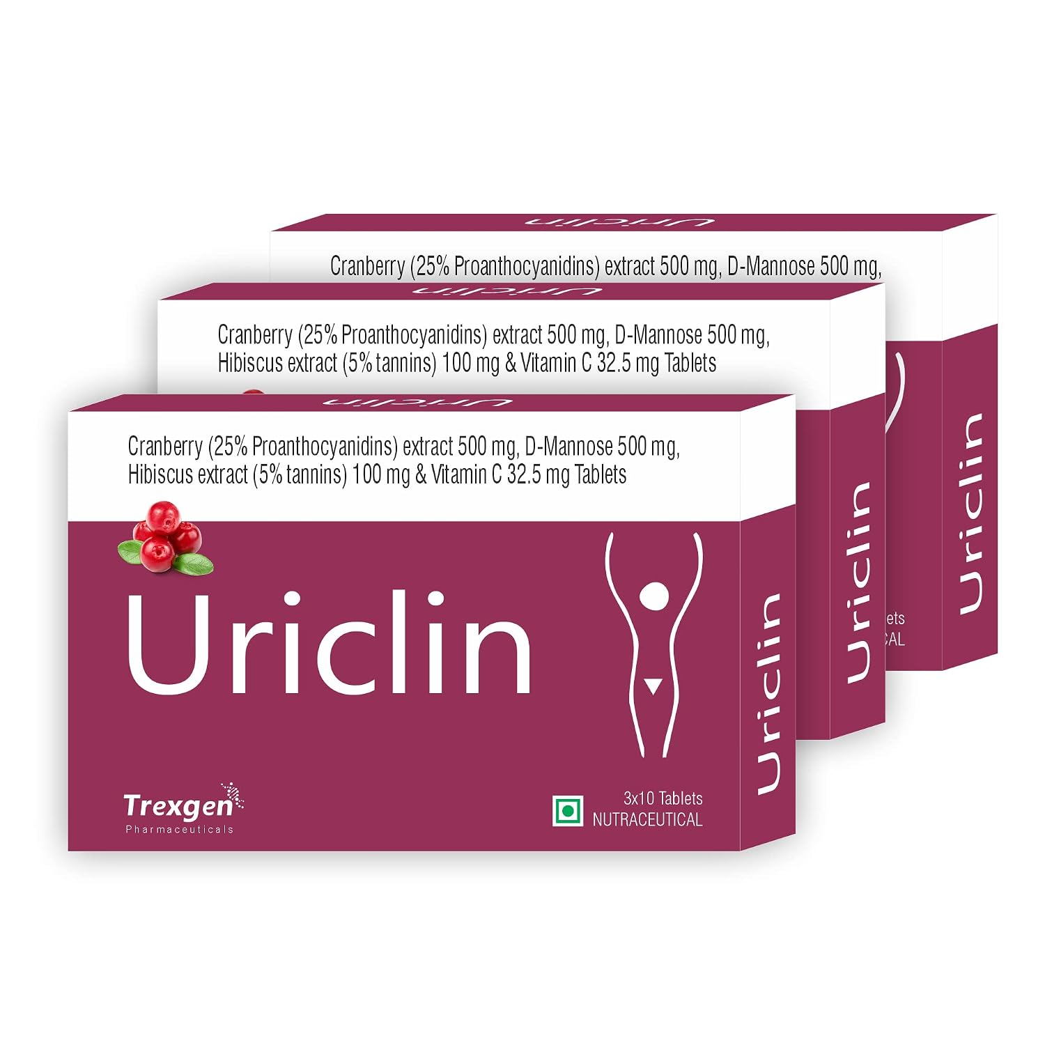 Buy Trexgen URICLIN UTI Support Cranberry 25% Proanthocyanidins 500 mg ...