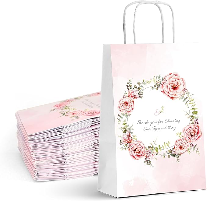 Amazon.com: FRIDAY NIGHT 32 PCS DIY Wedding Favor Gift Bags Floral Design Goodie Paper Bag with ...