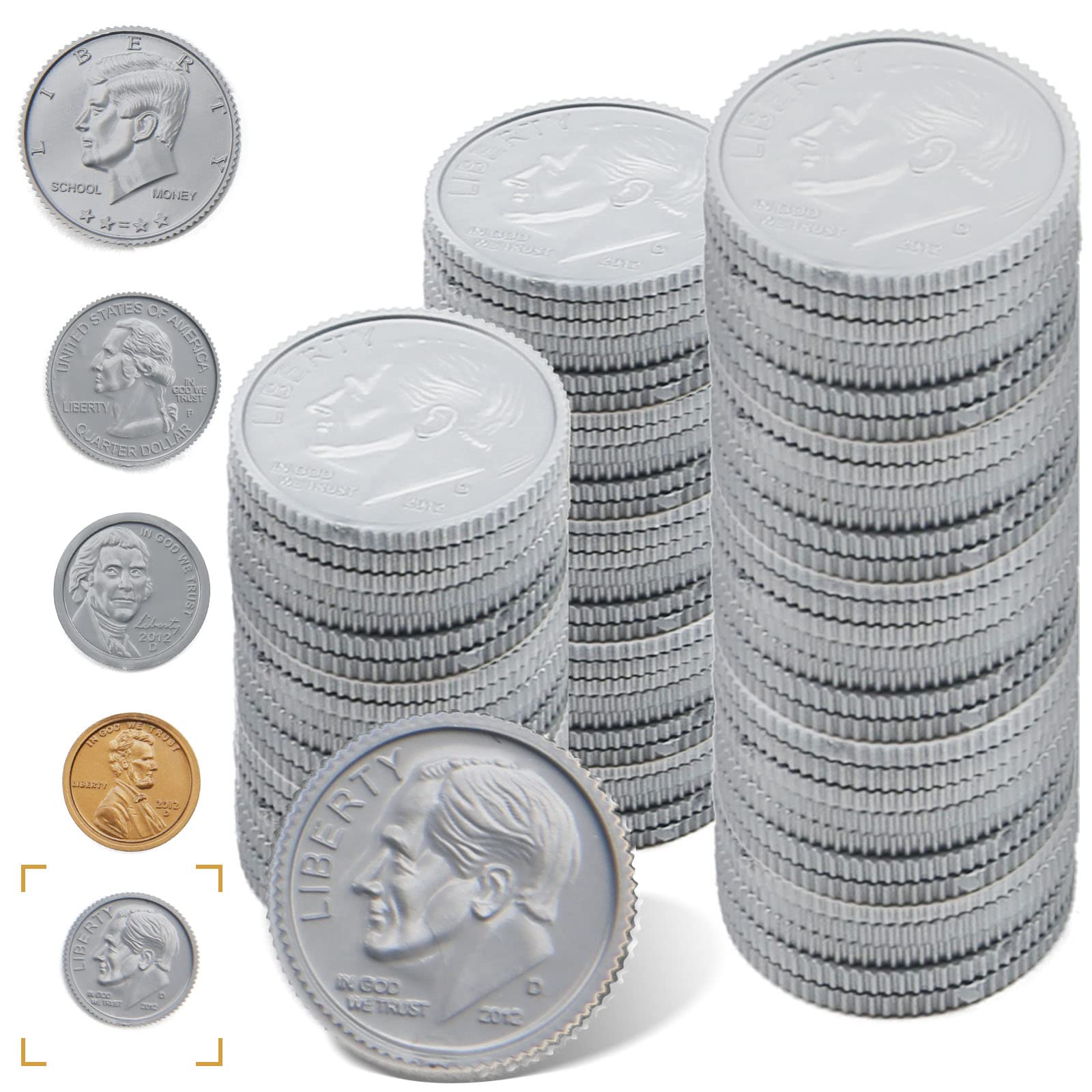 Buy YTYOTO 100 Pcs Fake Coins for Kids Learning, 100 Dimes Plastic Play ...