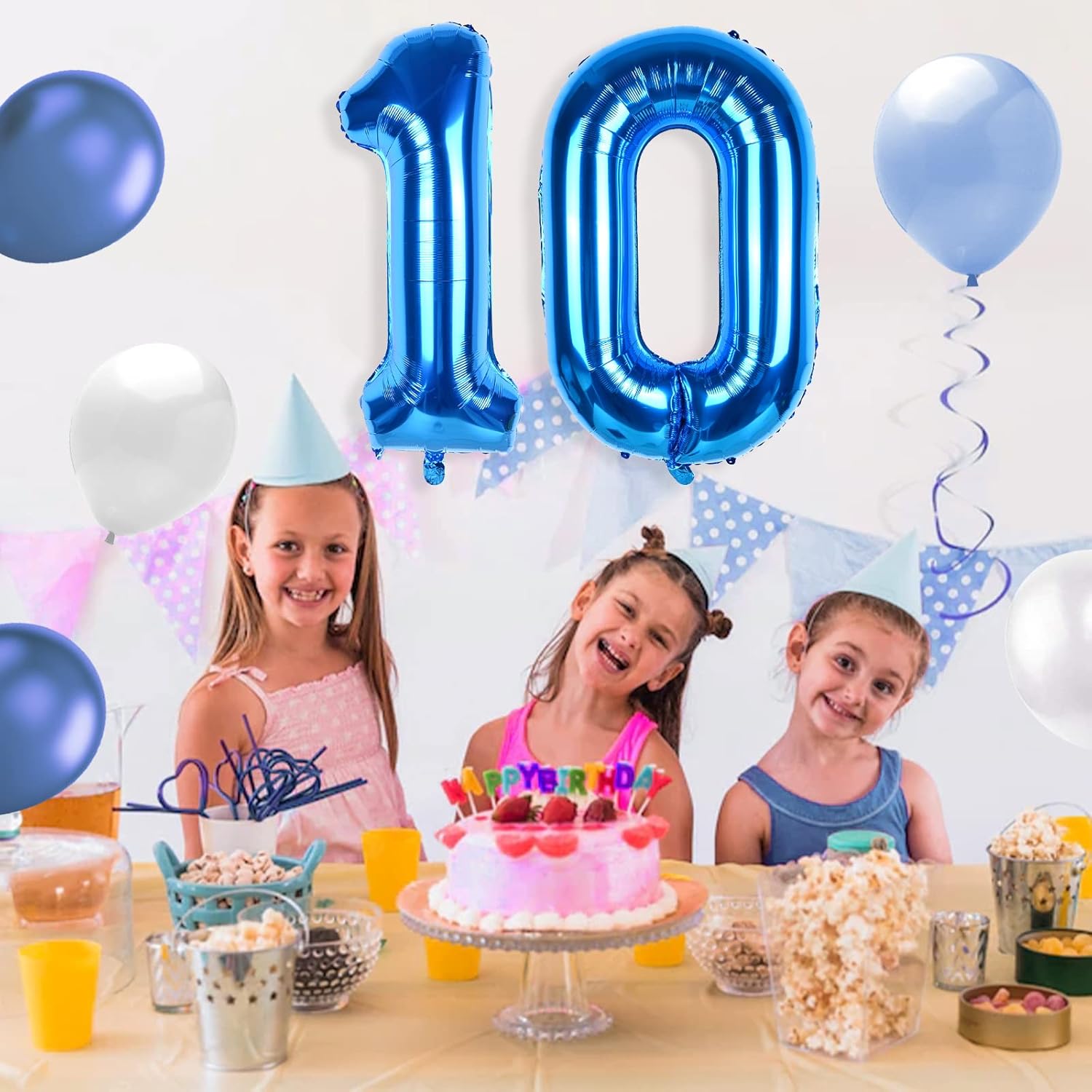 Number Balloons 10 Blue, Numbers 10 Balloons, 40 Inch Large Digit 10 ...