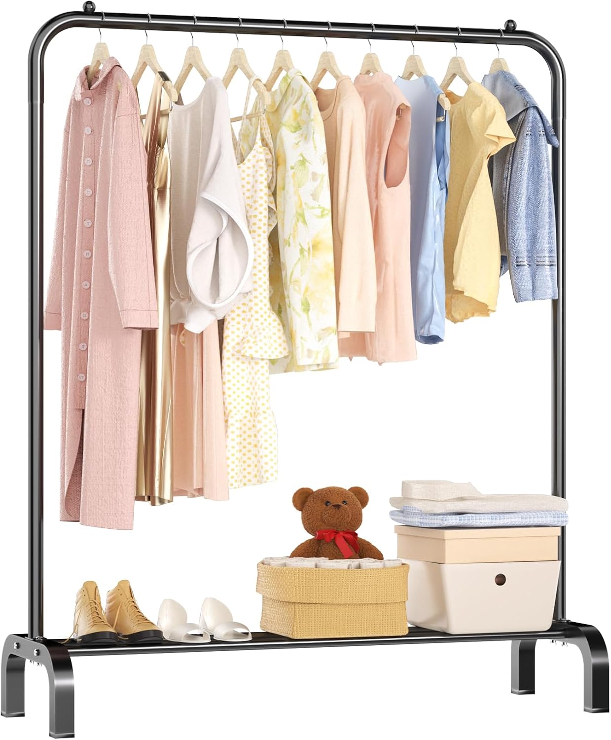 IAZZCO Metal Clothes Rail, Clothes Rack for Hanging Clothes Heavy Duty ...